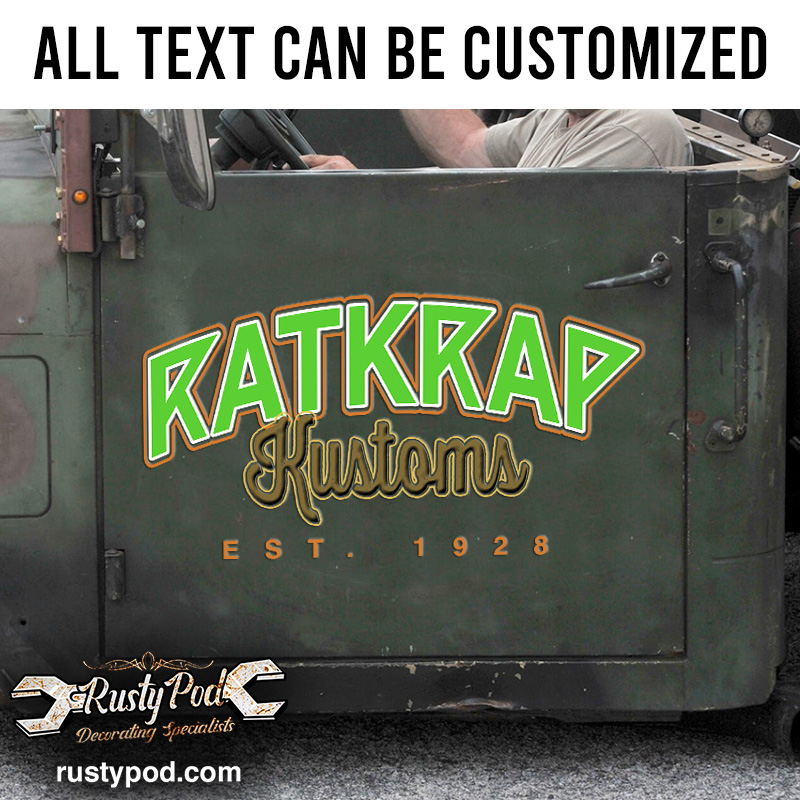 Personalized rat rod lettering vinyl sticker 10314 - Rustypod Store
