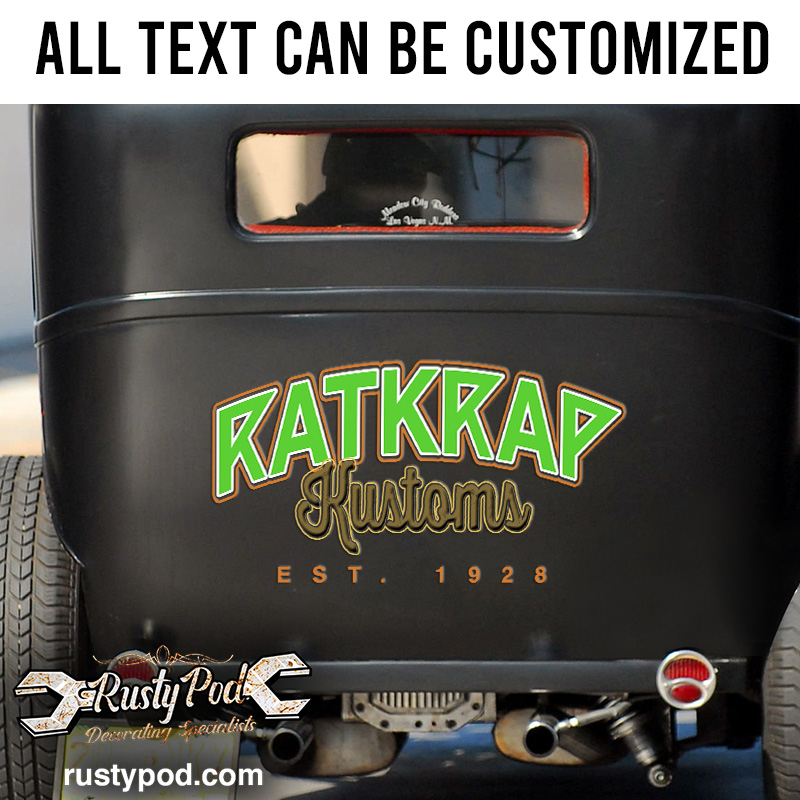 Personalized rat rod lettering vinyl sticker 10314 - Rustypod Store