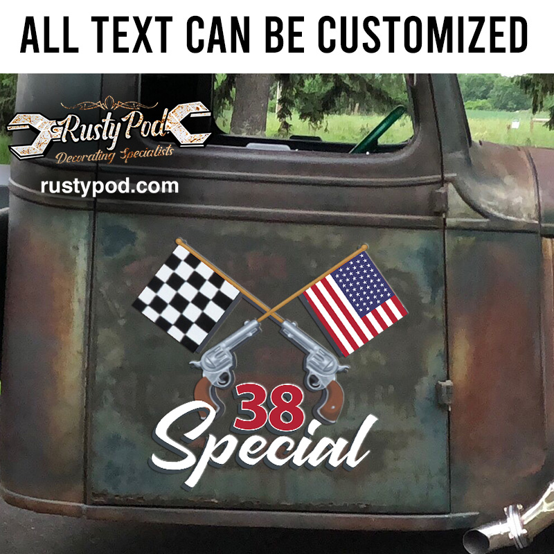 personalized racing flag vinyl sticker 10315 - Rustypod Store