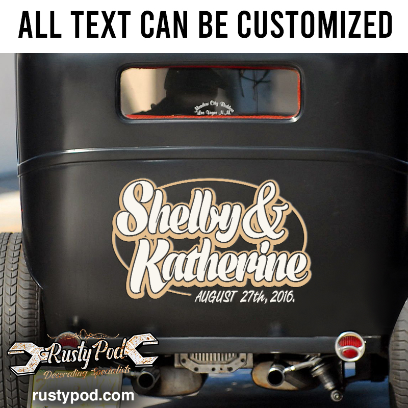 Personalized oval rusty lettering vinyl sticker 10317 - Rustypod Store