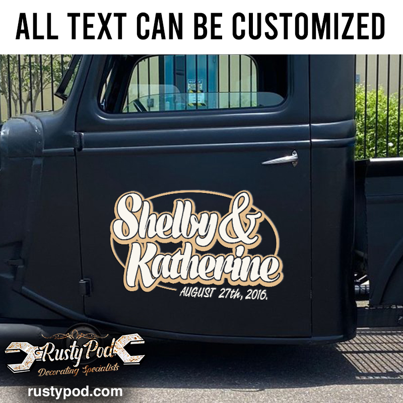 Personalized oval rusty lettering vinyl sticker 10317 - Rustypod Store