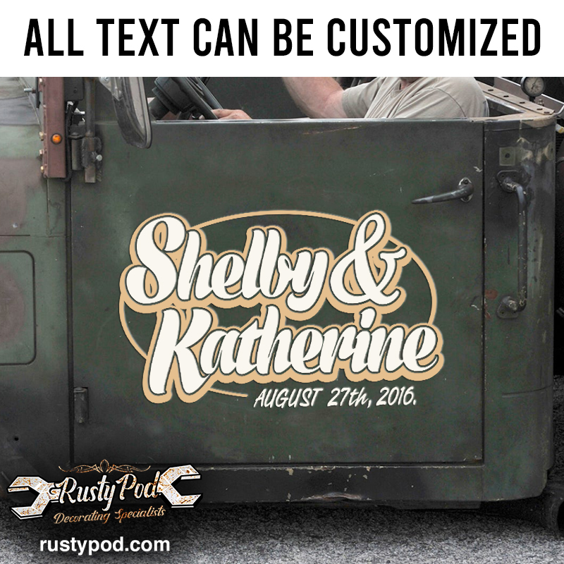 Personalized oval rusty lettering vinyl sticker 10317 - Rustypod Store