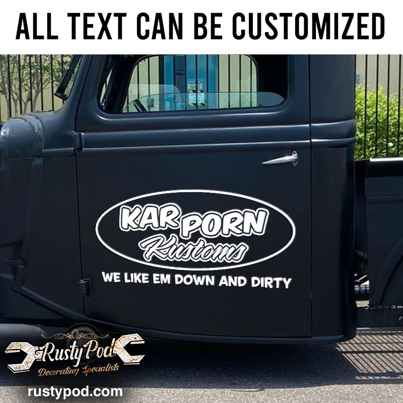 Personalized oval rusty lettering vinyl sticker 10318 - Rustypod Store