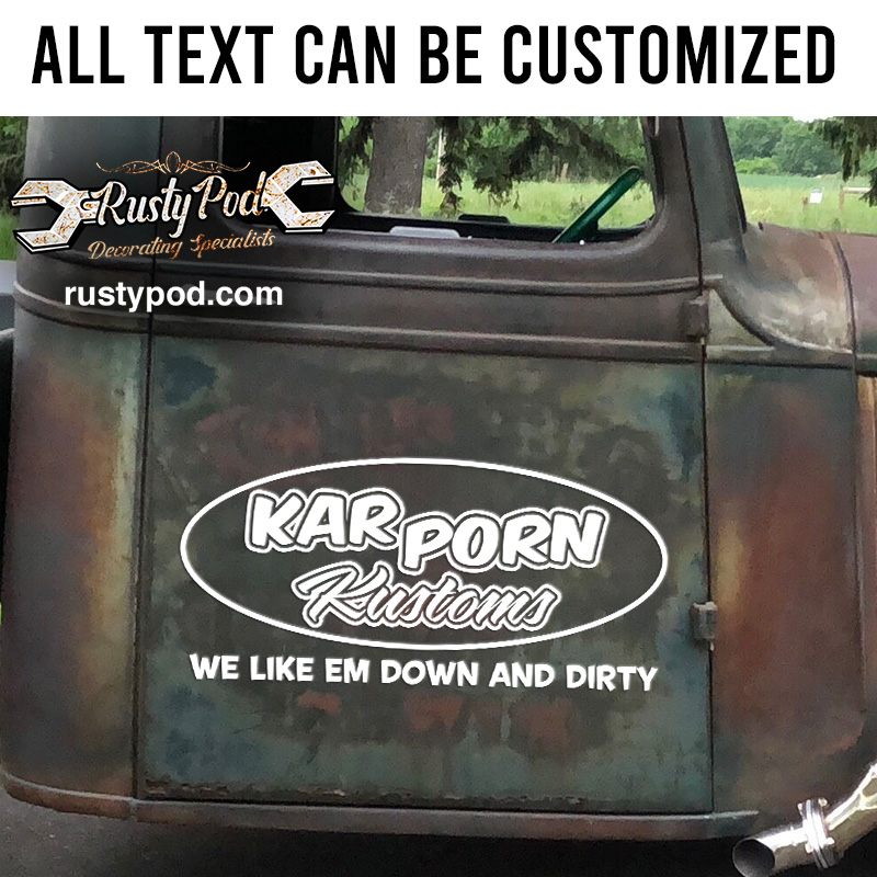 Personalized oval rusty lettering vinyl sticker 10318 - Rustypod Store
