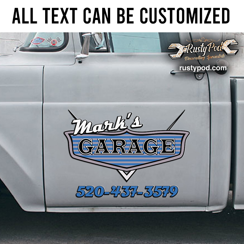 Personalized V8 hot rod garage lettering vinyl sticker 10326 - Rustypod ...