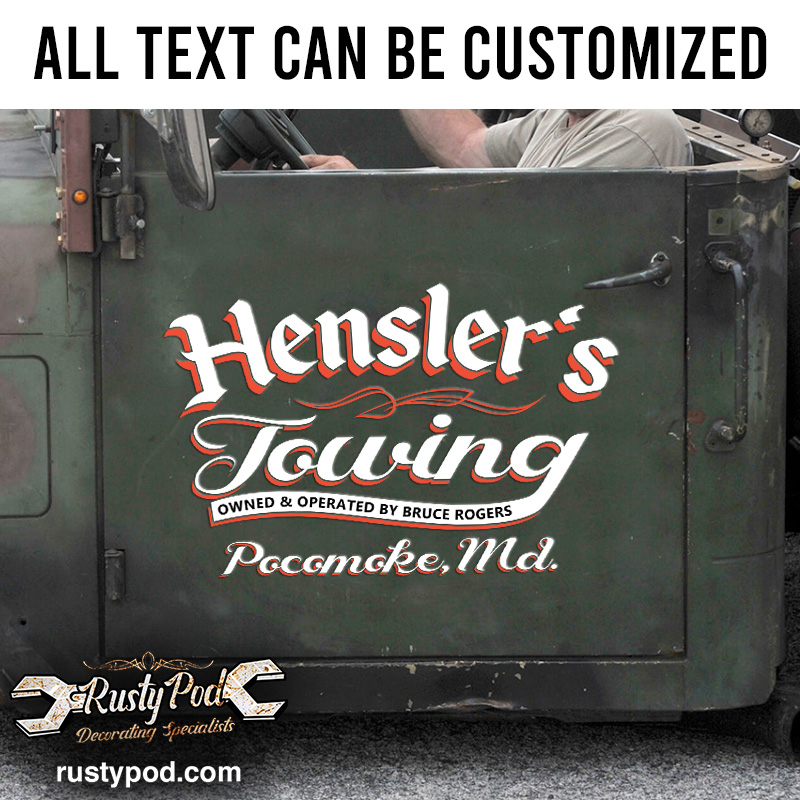 Personalized towing truck lettering vinyl sticker 10327 - Rustypod Store