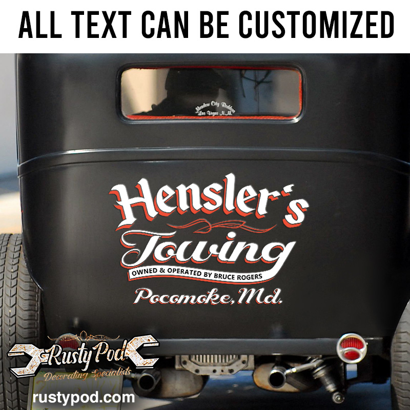 Personalized towing truck lettering vinyl sticker 10327 - Rustypod Store