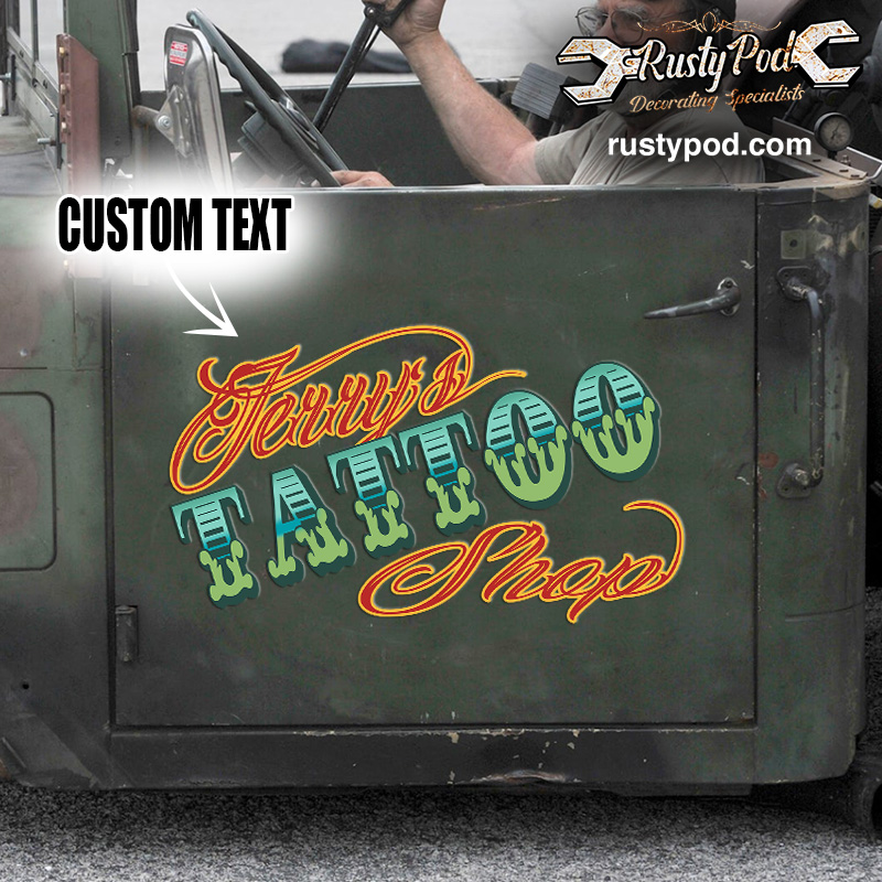 Personalized tattoo studio lettering vinyl sticker 10341 - Rustypod Store