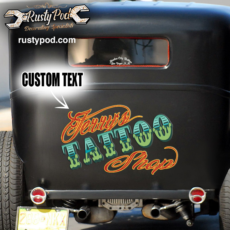 Personalized tattoo studio lettering vinyl sticker 10341 - Rustypod Store