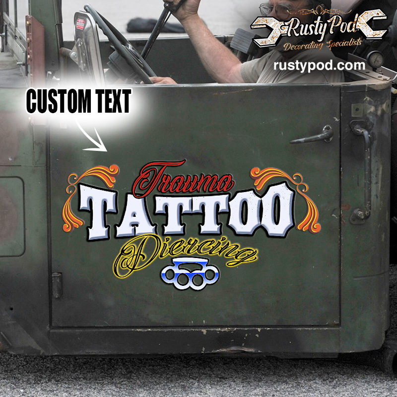 Personalized tattoo and piercing lettering vinyl sticker 10343 ...