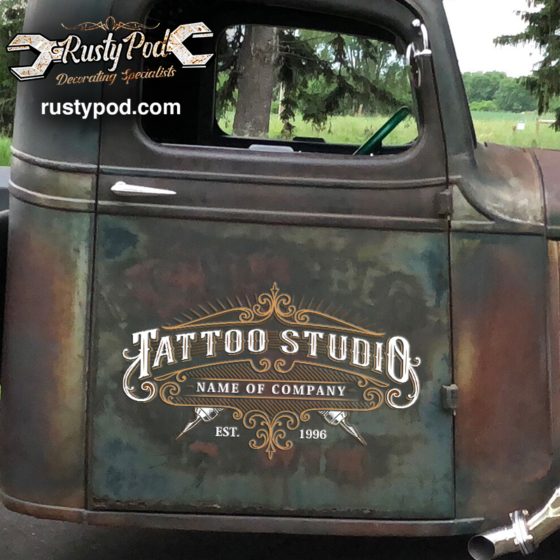 Personalized vintage tatto studio vinyl sticker 10379 - Rustypod Store