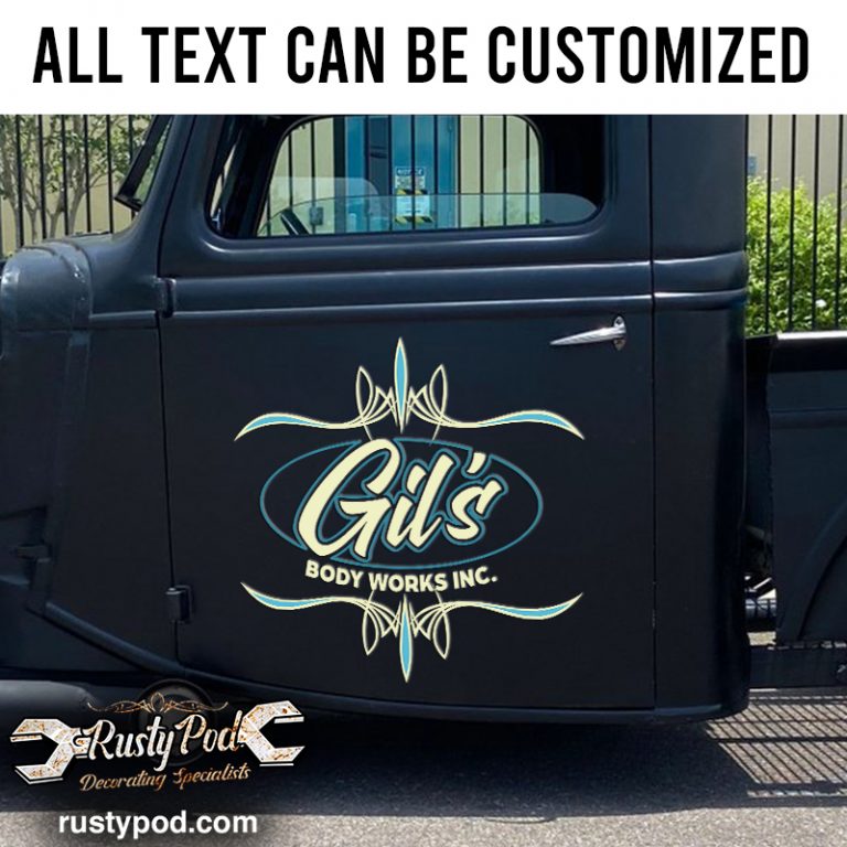 personalized oval pinstriping lettering vinyl sticker 10437 - Rustypod ...