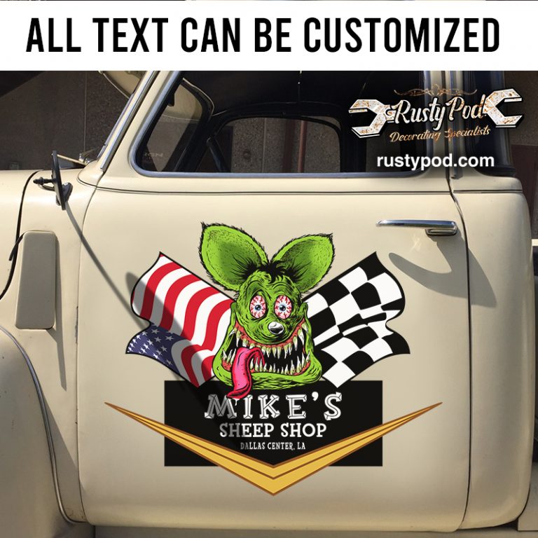personalized rat fink lettering vinyl sticker 10462 - Rustypod Store