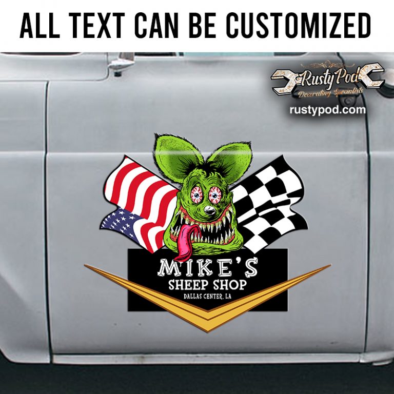 personalized rat fink lettering vinyl sticker 10462 - Rustypod Store