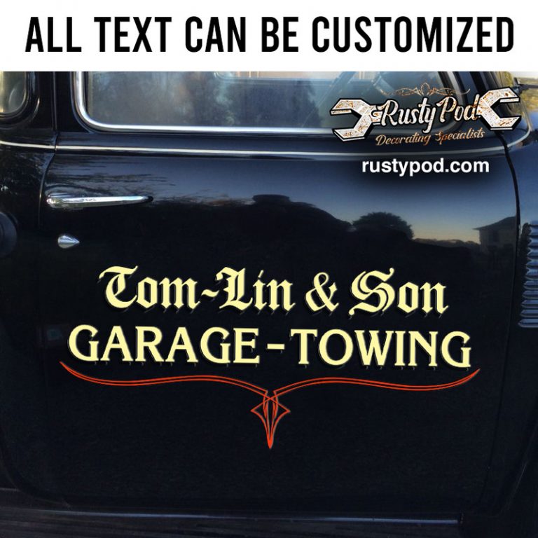 2 pcs personalized hot rod garage | hood cover vinyl sticker 10027 ...