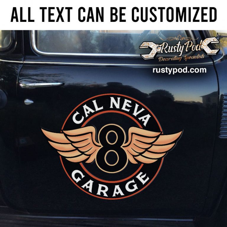 personalized eight wings lettering vinyl sticker 10526 - Rustypod Store