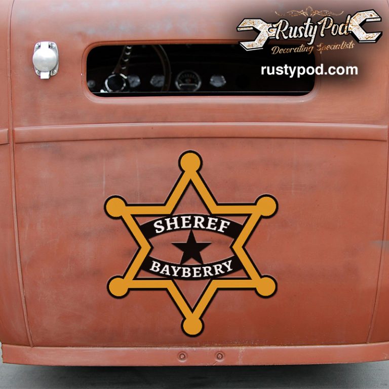 personalized sheriff star lettering vinyl sticker 10541 - Rustypod Store