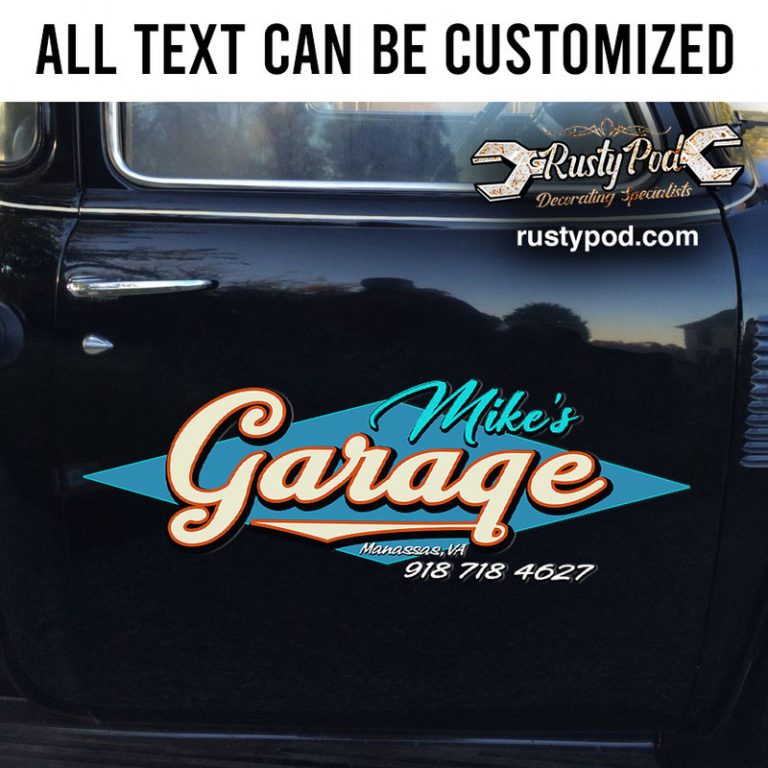 personalized garage lettering vinyl sticker 10554 - Rustypod Store