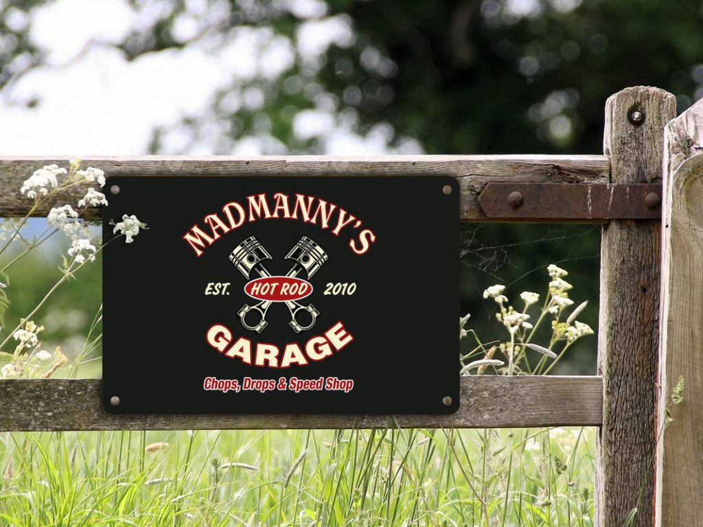personalized hot rod garage lettering print metal sign 10717 - Rustypod ...