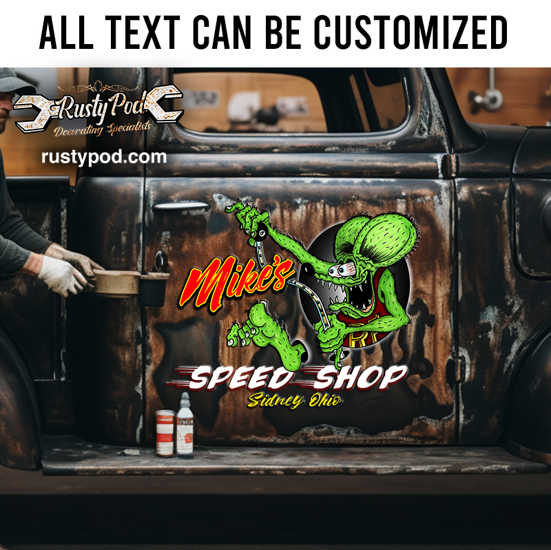 personalized rat fink lettering vinyl sticker 10723 - Rustypod Store
