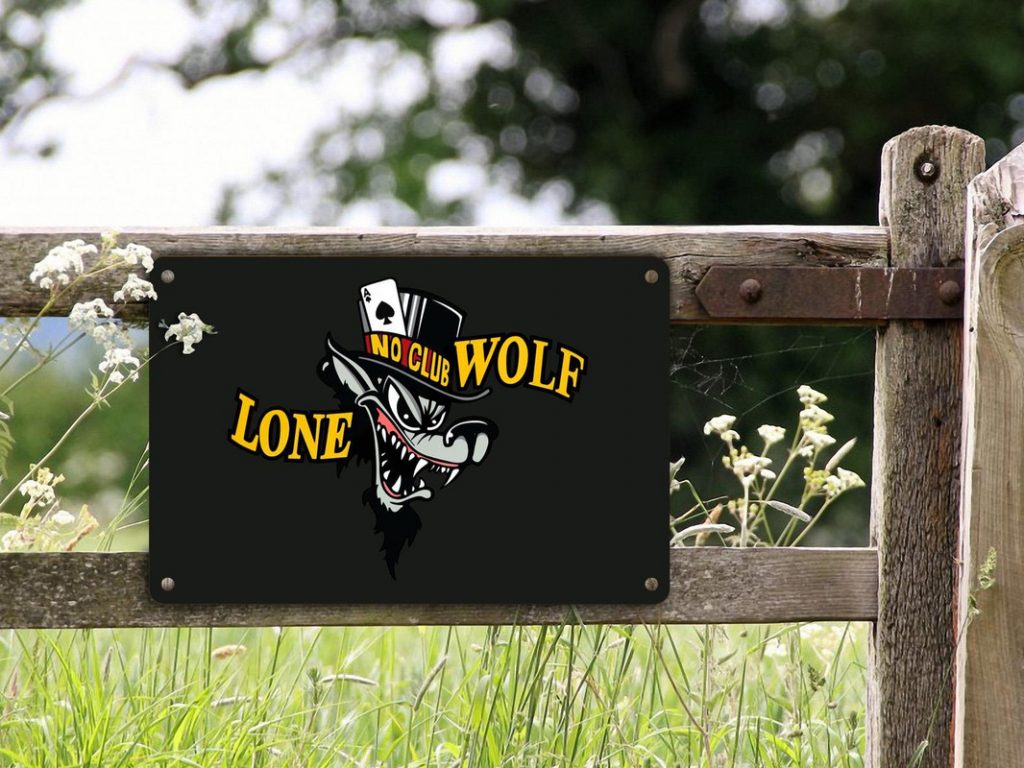 personalized lone wolf lettering print metal sign 10741 - Rustypod Store