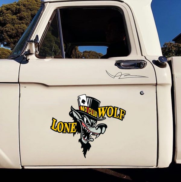 personalized lone wolf lettering vinyl sticker 10741 - Rustypod Store
