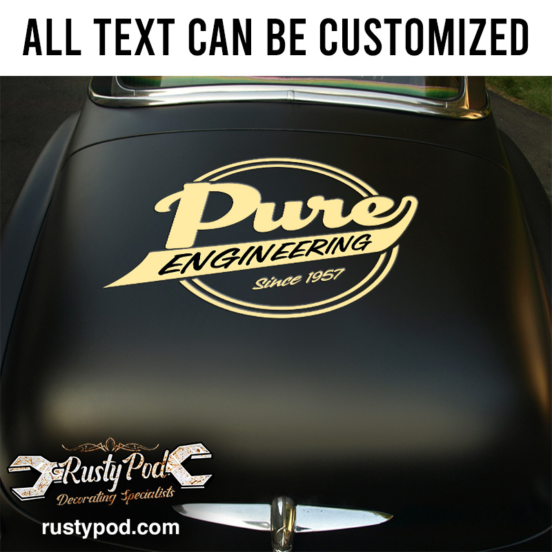 Personalized vintage garage lettering vinyl sticker 10801 - Rustypod Store