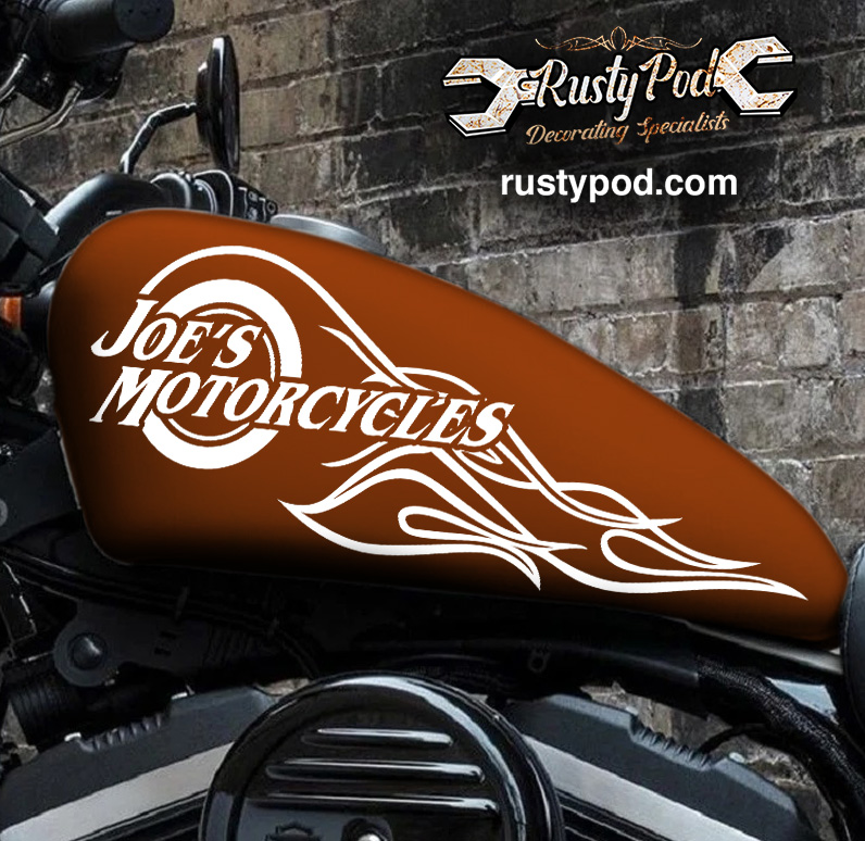 personalized flaming lettering motorcycle fuel tank decal 10826 ...