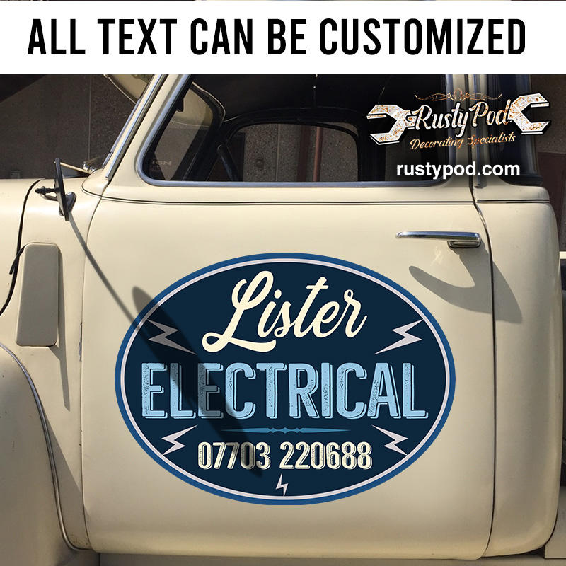 Personalized electrical lettering vinyl sticker 10839 - Rustypod Store