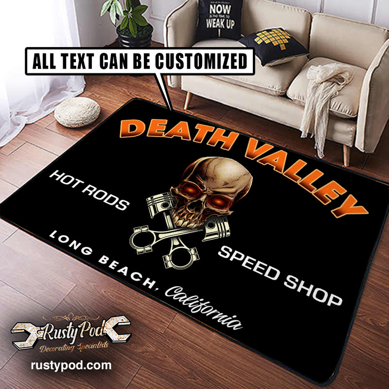 personalized skull and crossing piston | pinstriping lettering rug ...