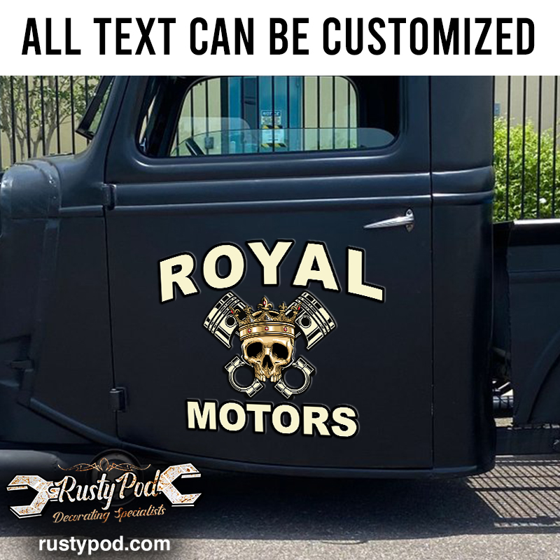 Personalized royal hot rod lettering vinyl sticker 10890 - Rustypod Store