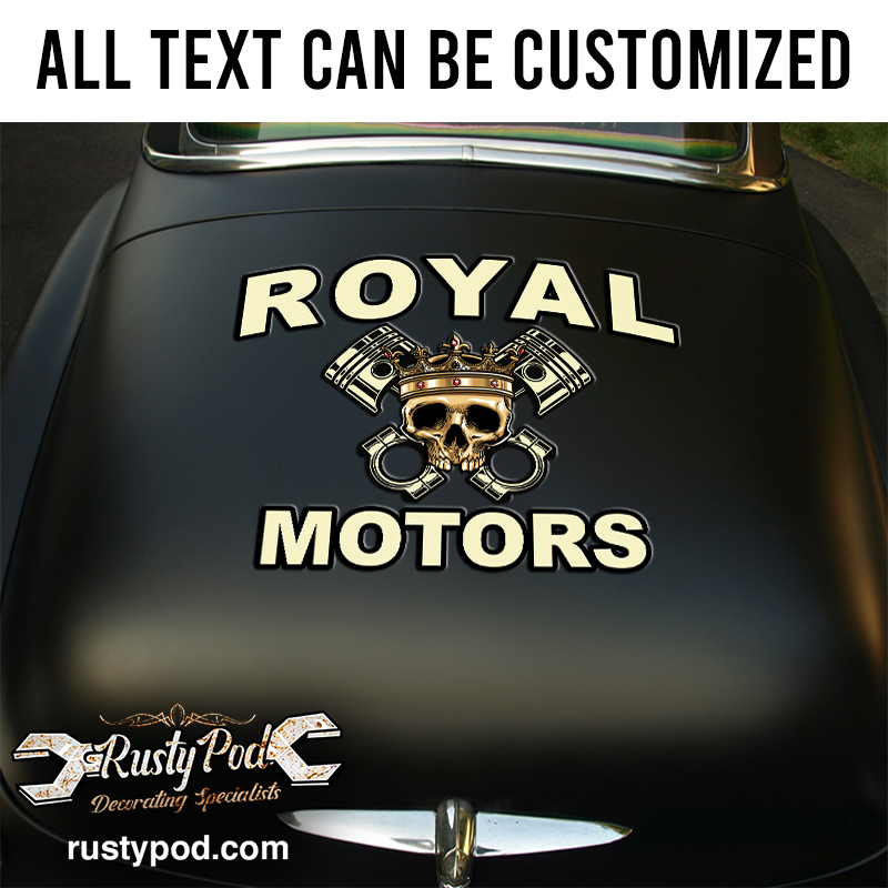 Personalized royal hot rod lettering vinyl sticker 10890 - Rustypod Store