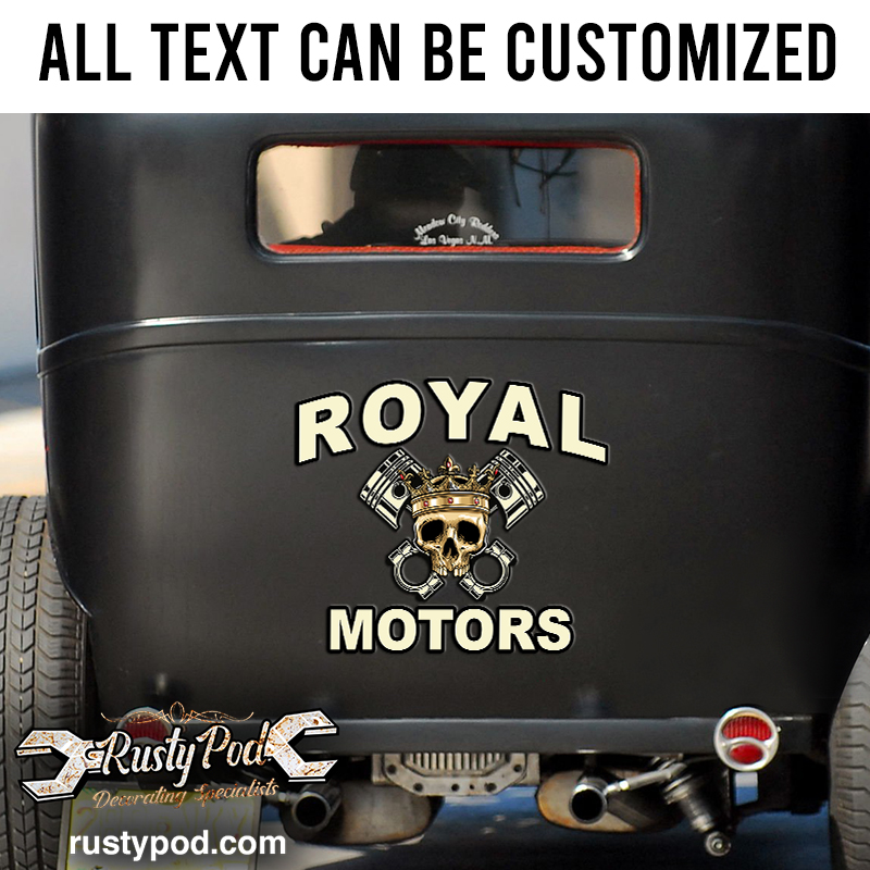 Personalized royal hot rod lettering vinyl sticker 10890 - Rustypod Store