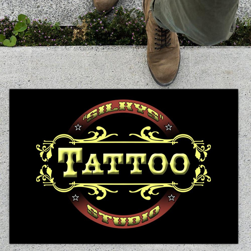 personalized tattoo studio door mat 10896 - Rustypod Store