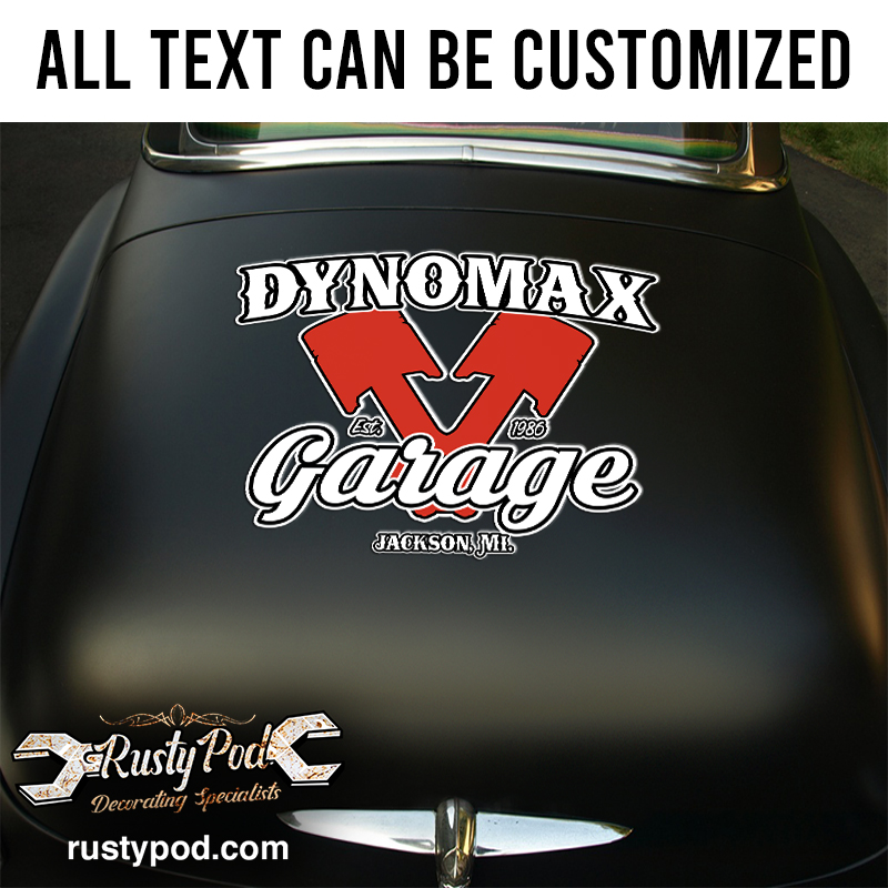Personalized piston garage sticker 10900 - Rustypod Store