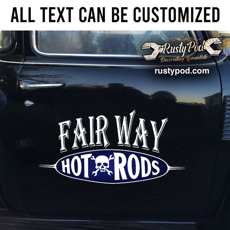 Personalized skull hot rod sticker 10910 - Rustypod Store