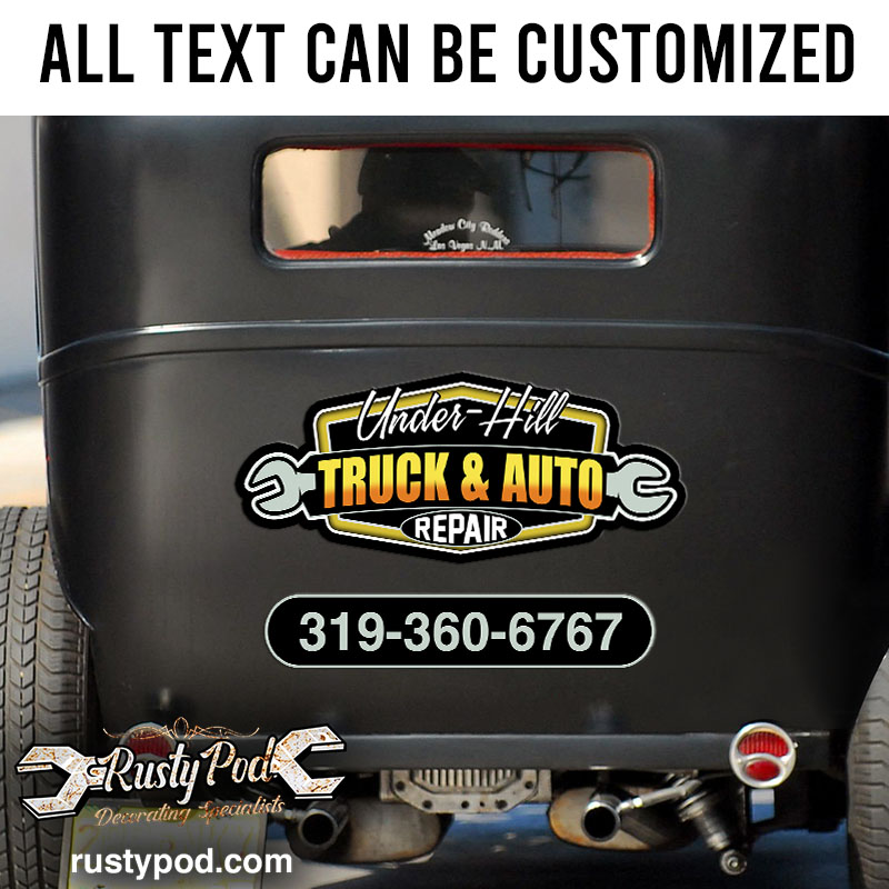 Personalized hot rod repair garage sticker 10934 - Rustypod Store