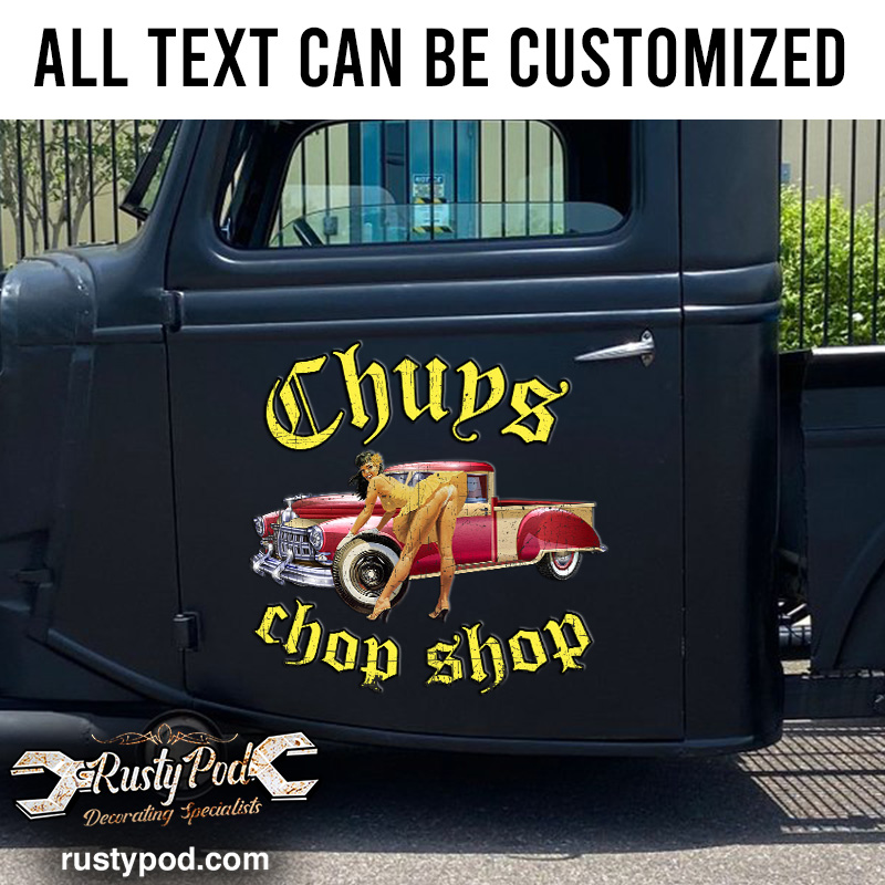 Personalized pin up girl chop shop sticker 10954 - Rustypod Store