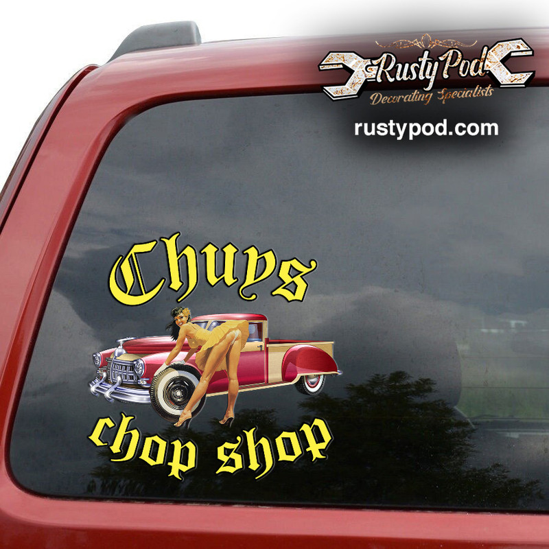 Personalized pin up girl chop shop sticker 10954 - Rustypod Store