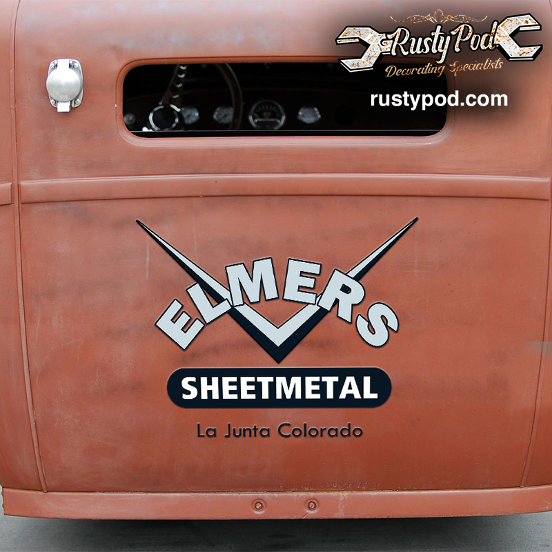 personalized v8 hot rod lettering sticker 10985 - Rustypod Store