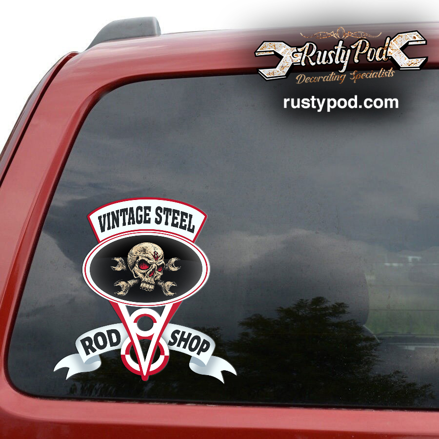 personalized skull and wrench v8 sticker 10986 - Rustypod Store