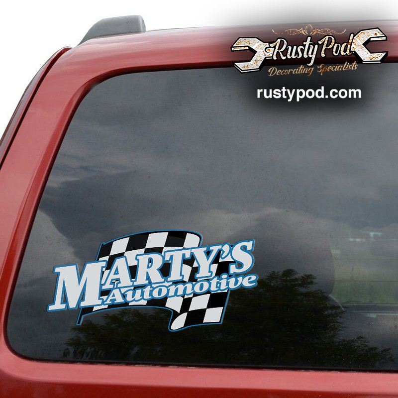 personalized checker flag automotive sticker 10990 - Rustypod Store