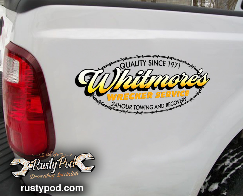 personalized towing and recovery lettering sticker 11025 - Rustypod Store