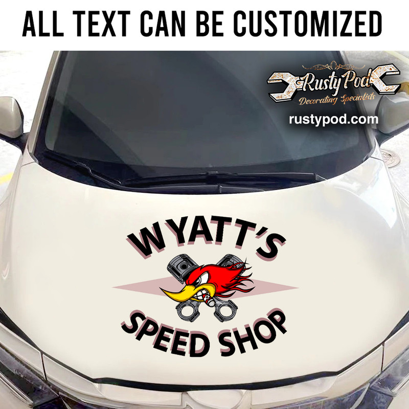 personalized hot rod bird and crossing piston sticker 11030 - Rustypod ...