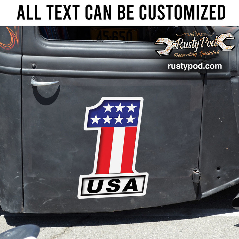 personalized usa number 1 motorcycle sticker 11050 - Rustypod Store