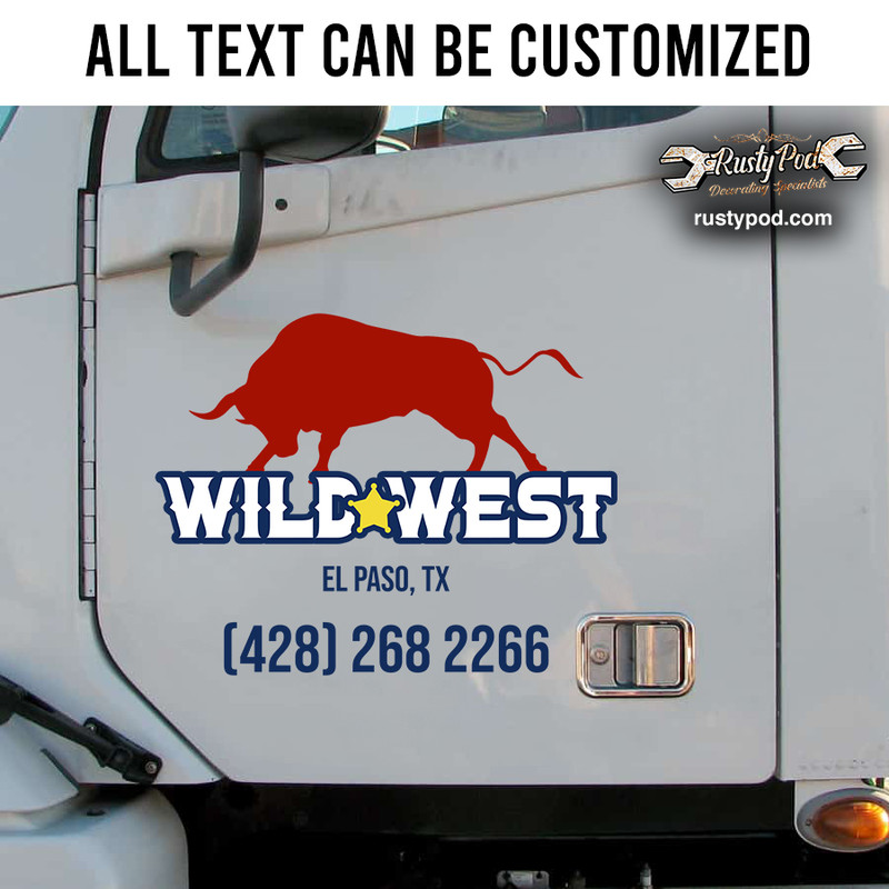 personalized company name bull lettering sticker 11065 - Rustypod Store