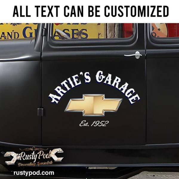 personalized speed shop lettering vinyl sticker 10567 - Rustypod Store