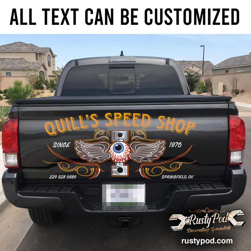 personalized flying eyeball pinstriping truck tailgate decals 11132 ...