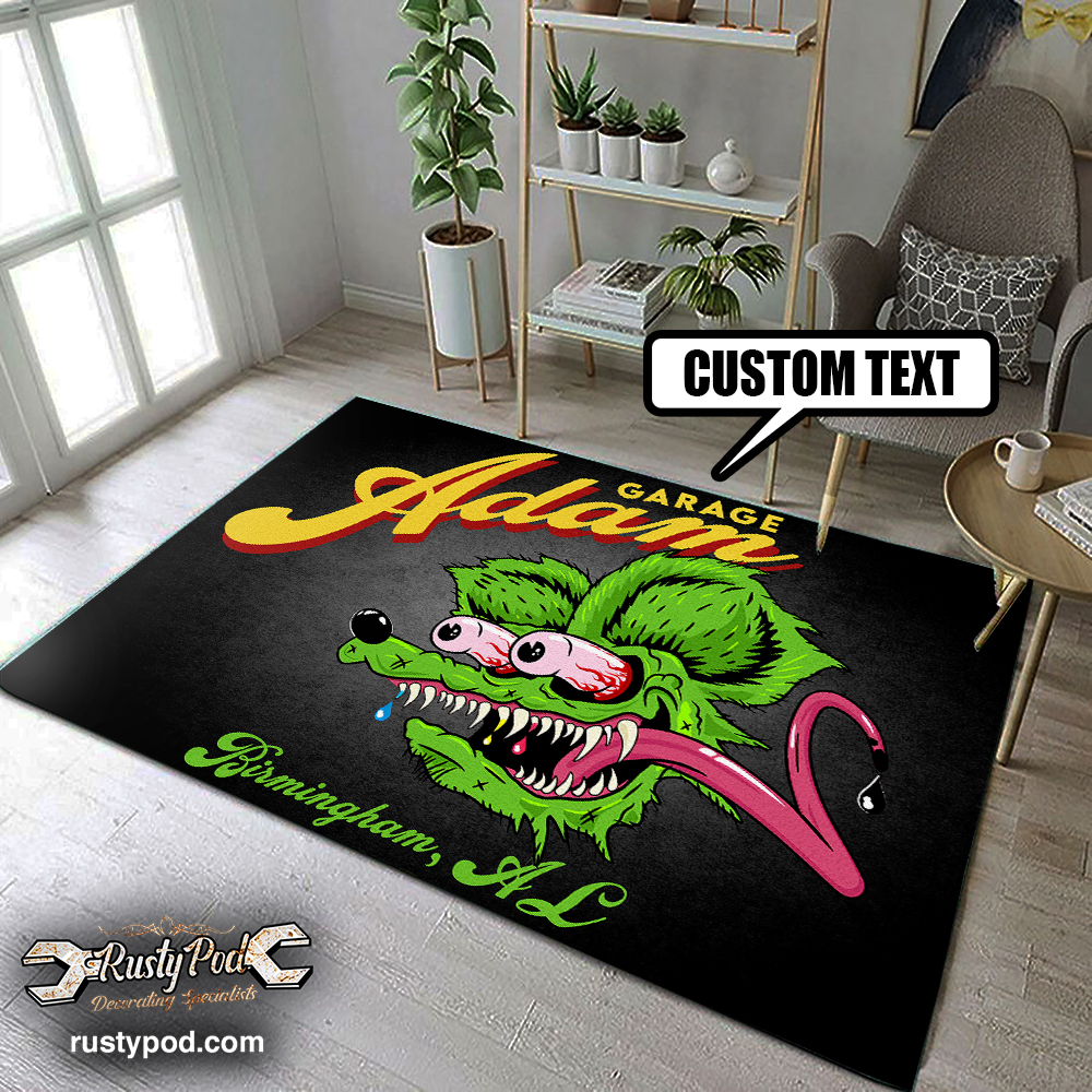 personalized Rat fink Garage Workshop rug 11237 - Rustypod Store