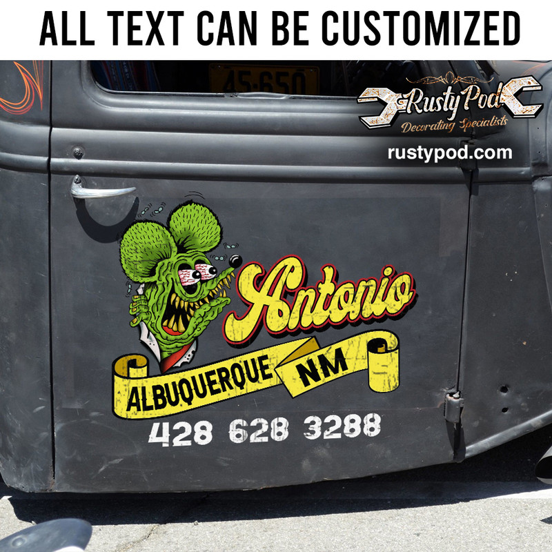 Personalized Street rod rat fink sticker 11197 - Rustypod Store
